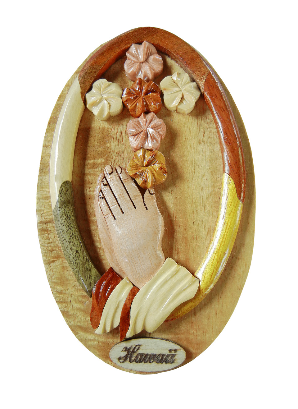 Praying Hands Plumeria Cross Puzzle Box - Aloha Wood Art