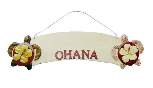 Hibiscus Honu Ohana-Sign - Aloha Wood Art