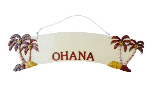 Palm Tree Ohana Sign - Aloha Wood Art