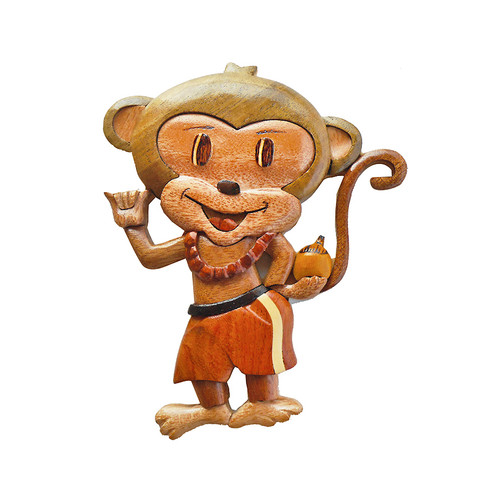 Shaka Monkey Boy Wall Decor - Large - Aloha Wood Art