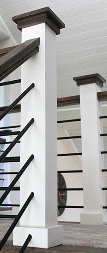 4492 Modern Box Newel 4-3/4" Primed Poplar Box Newel with Square Top ...