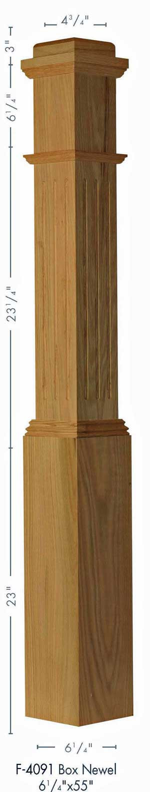 4091 Fluted 6-1/4 inch Box Newel
