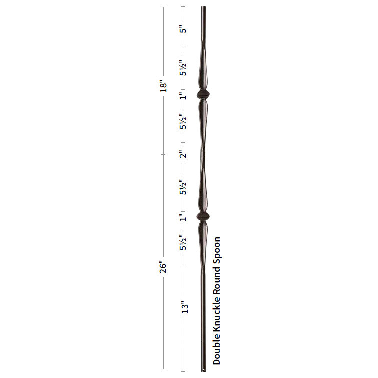 Round Double Knuckle Baluster - Ornamental Iron Stair Parts