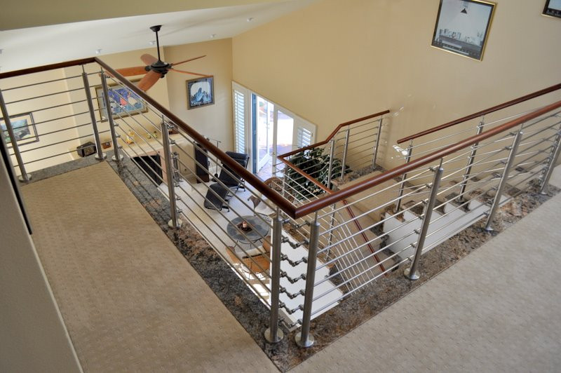 Contemporary Handrail I Modern Round Handrail I Stainless & Wood Railing