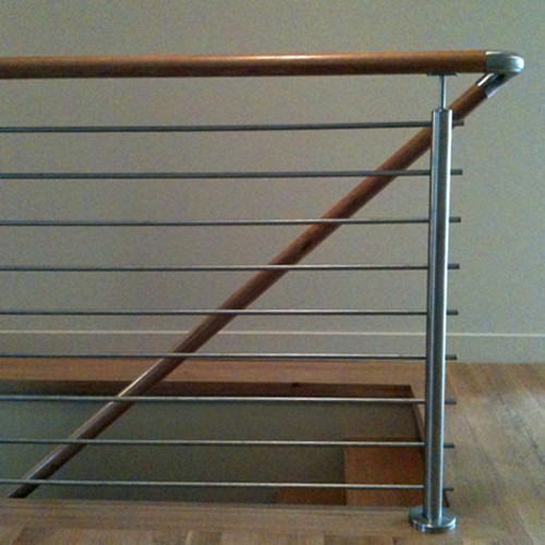 Contemporary Handrail I Modern Round Handrail I Stainless & Wood Railing