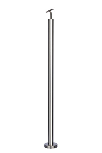 Stainless Round Newel Post with Adjustable Handrail Support