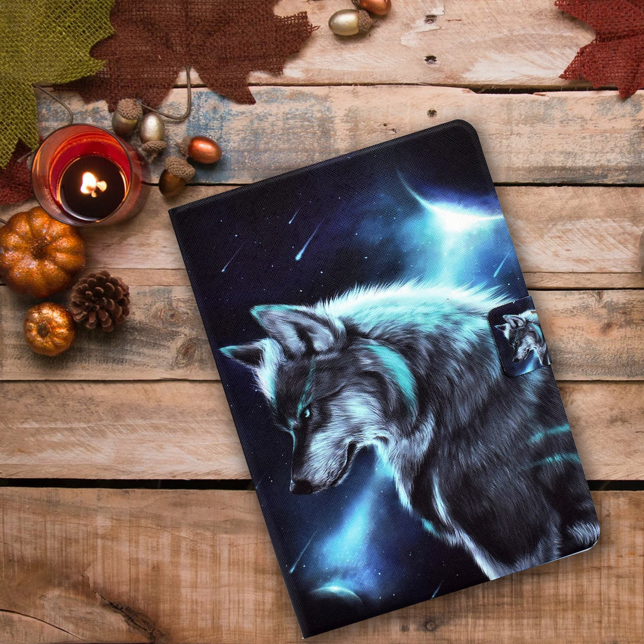 iPad Pro 11 2024 Colored Drawing Smart Leather Tablet Case - Wolf