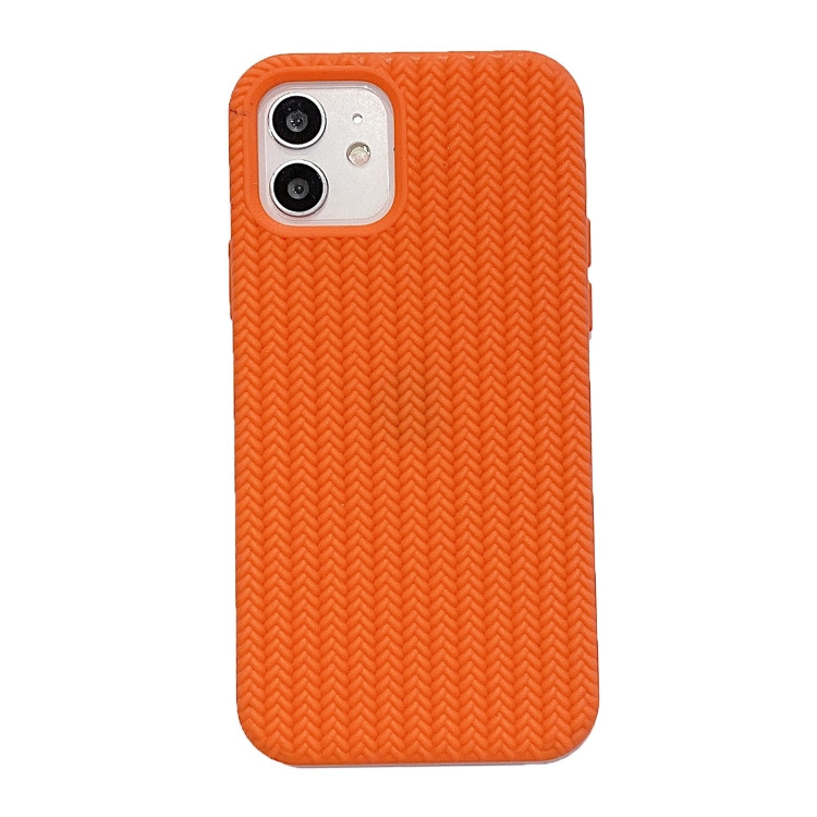 iPhone 13 Pro Max Herringbone Texture Silicone Protective Case - Orange