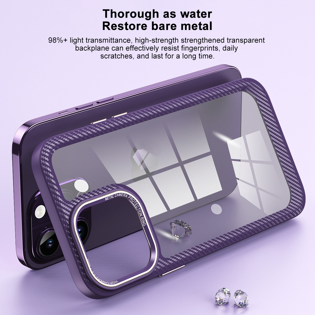 iPhone 13 Pro Max Carbon Fiber Transparent Back Panel Phone Case ...