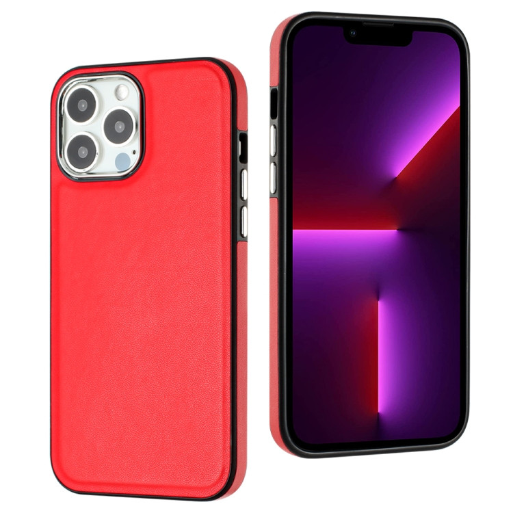 iPhone 13 Pro Max Leather Texture Full Coverage Phone Case - Red
