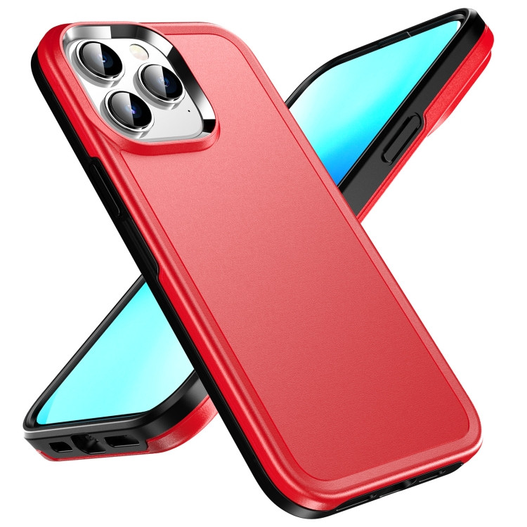 iPhone 13 Pro Double Solid Color Armor Phone Case - Red