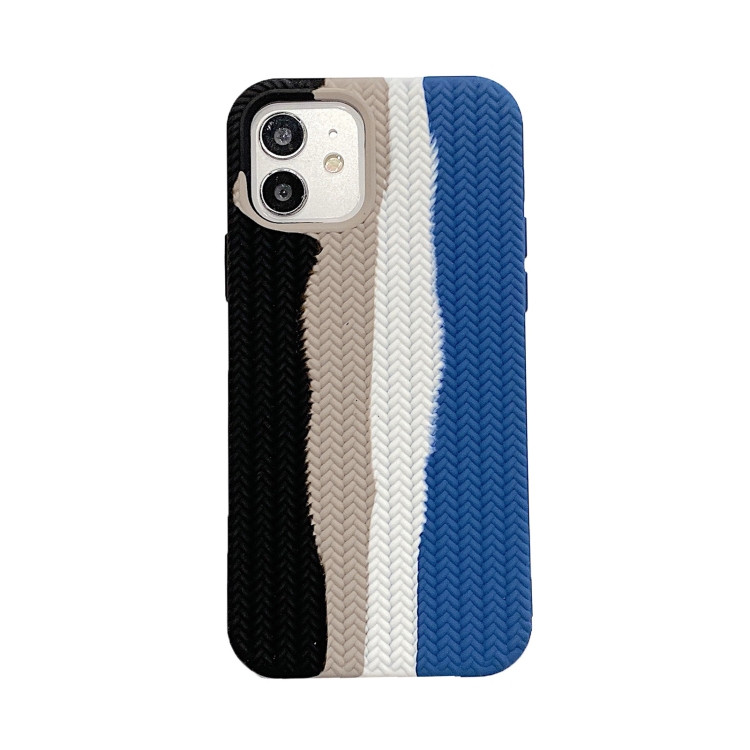 iPhone 13 Pro Herringbone Texture Silicone Protective Case - Rainbow Black