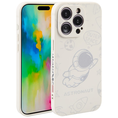 iPhone 16 Pro Max Astronaut Pattern Silicone Straight Edge Phone Case ...