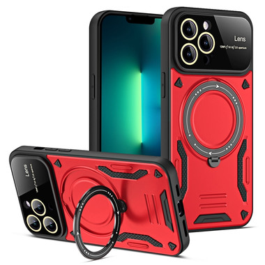 iPhone 13 Pro Max Large Window MagSafe Holder Phone Case - Red
