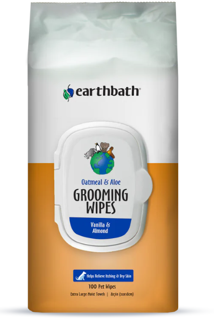Earthbath Oatmeal Aloe Vanilla & Almond Dog Wipes 100ct - Vermont Pet ...