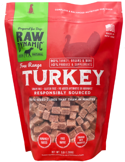 Raw Dynamic Frozen Dog Food Turkey 3lb - Vermont Pet Food and Supply