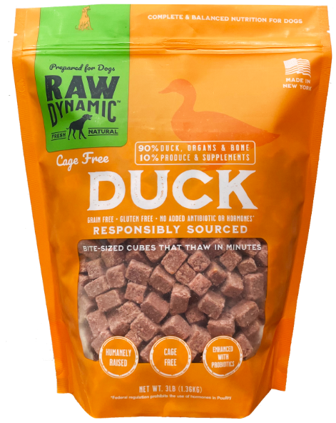 Raw Dynamic Frozen Dog Food Duck 3lb - Vermont Pet Food and Supply