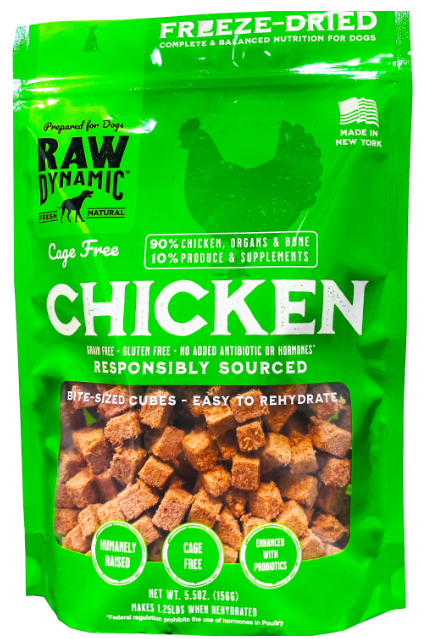 Raw Dynamic Freeze Dried Dog Food Chicken 5.5oz - Vermont Pet Food and ...
