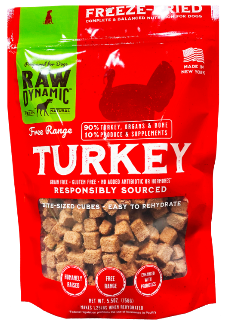 Raw Dynamic Freeze Dried Dog Food Turkey 5.5oz - Vermont Pet Food and ...