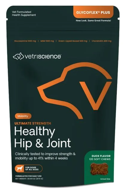 VetriScience Ultimate Strength Healthy Hip & Joint Chews for Dogs 120 ...