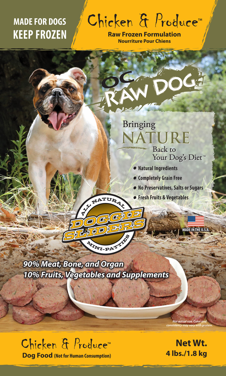 OC Raw Sliders Chicken Produce Dog Food 4lb - Vermont Pet Food and Supply