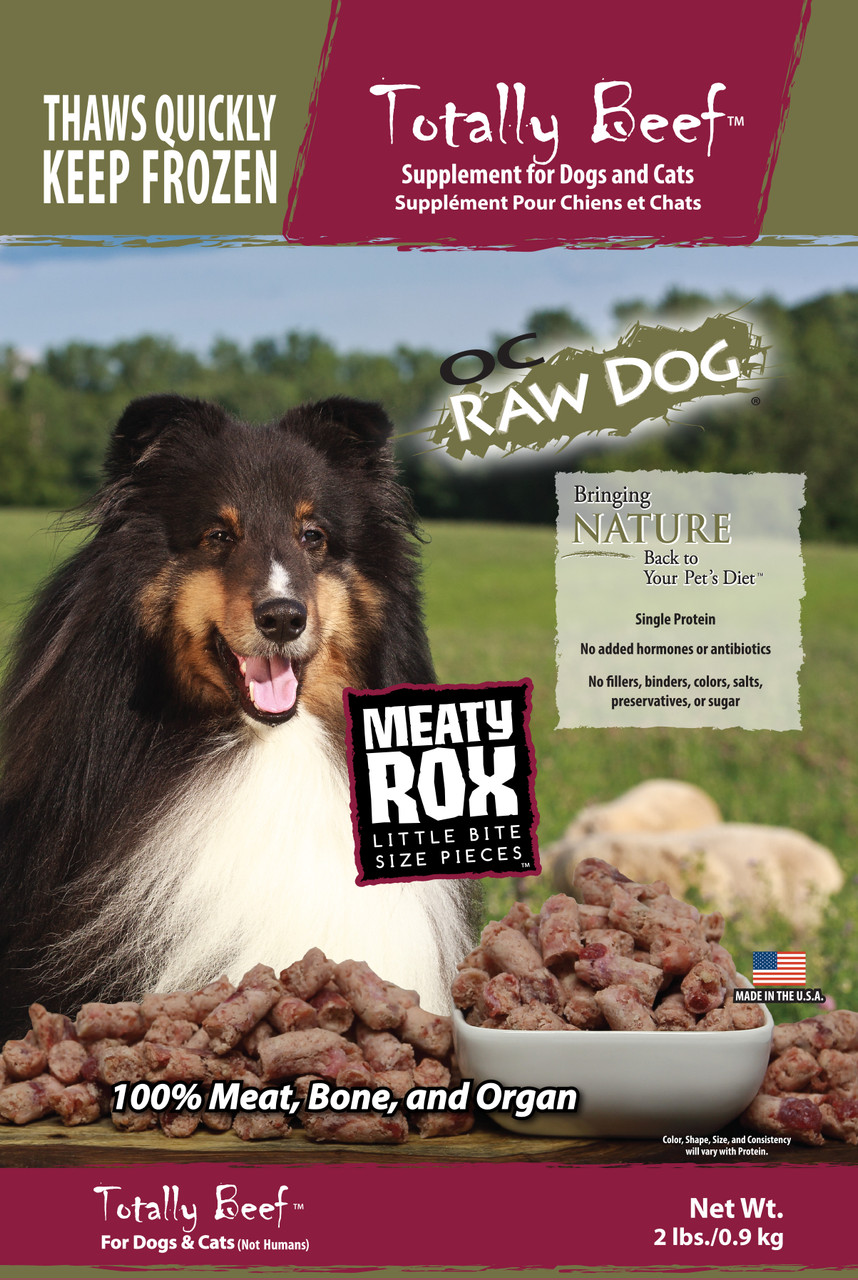 OC Raw Rox Meaty Totally Cow Treat Beef Dog Food 2lb - Vermont Pet Food ...
