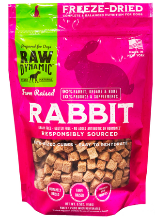 Raw Dynamic Freeze Dried Dog Food Rabbit 5.5oz - Vermont Pet Food and ...