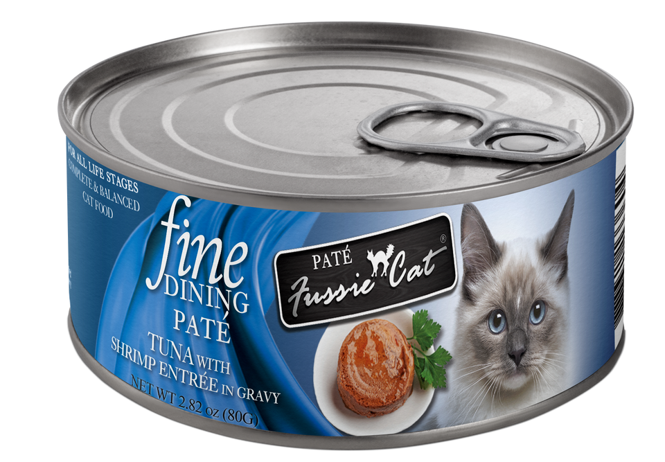 Fussie Cat Fine Dining Pate Tuna with Shrimp Entree - Vermont Pet Food ...