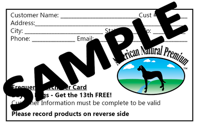 Frequent Buyer Card American Natural Premium - Vermont Pet Food and Supply