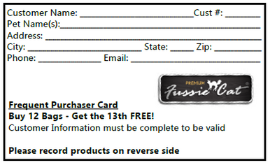Frequent Buyer Card Fussie - Vermont Pet Food and Supply