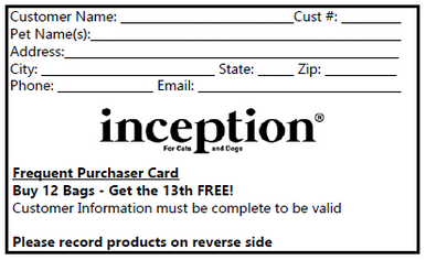 Frequent Buyer Card Inception - Vermont Pet Food and Supply