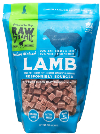 Raw Dynamic Frozen Dog Food Lamb 3lb - Vermont Pet Food and Supply
