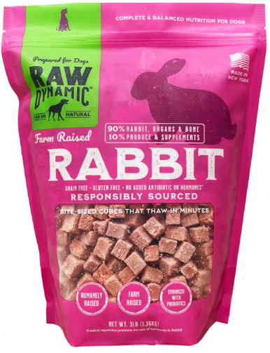 Raw Dynamic Frozen Dog Food Rabbit 3lb - Vermont Pet Food and Supply