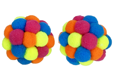 Multipet Cat Toy Pom Pom Ball w/ Rattle Assorted Colors - Vermont Pet ...