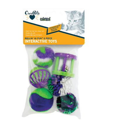 Our Pet Cat Toy Rollin In Fun Assorted 6 pack - Vermont Pet Food and Supply