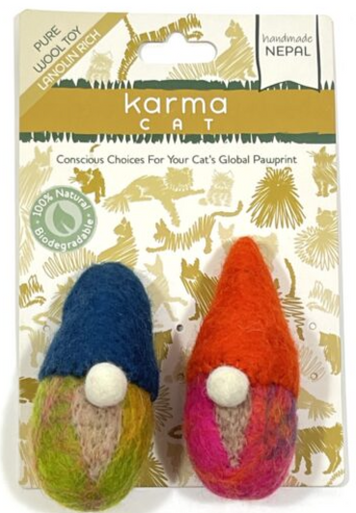 Dharma Dog Karma Cat 2pk Wool Gnomes Cat Toy - Vermont Pet Food and Supply