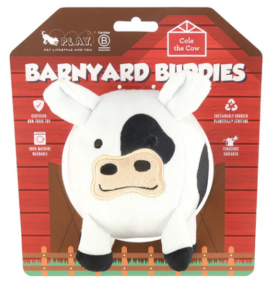 P.L.A.Y. Barnyard Buddies Dog Toy Cow - Vermont Pet Food and Supply