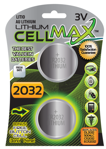 Cellmax 2 pack Battery CR2032 for Spotlit - Vermont Pet Food and Supply
