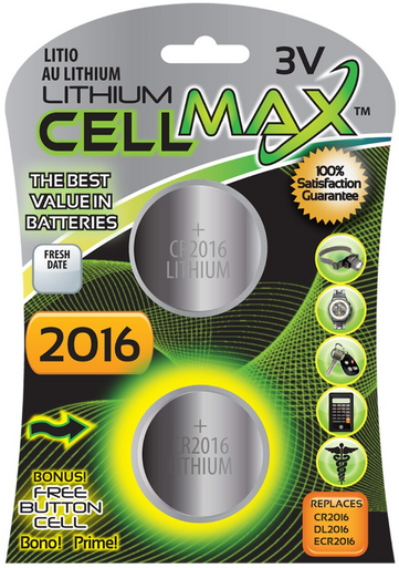 Cellmax 2 pack Battery CR2016 for Spotlit - Vermont Pet Food and Supply