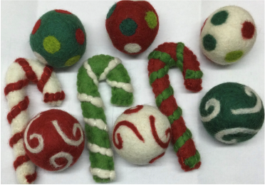 Dharma Dog Karma Cat Wool Christmas Holiday Cat Toy Red & Green ...
