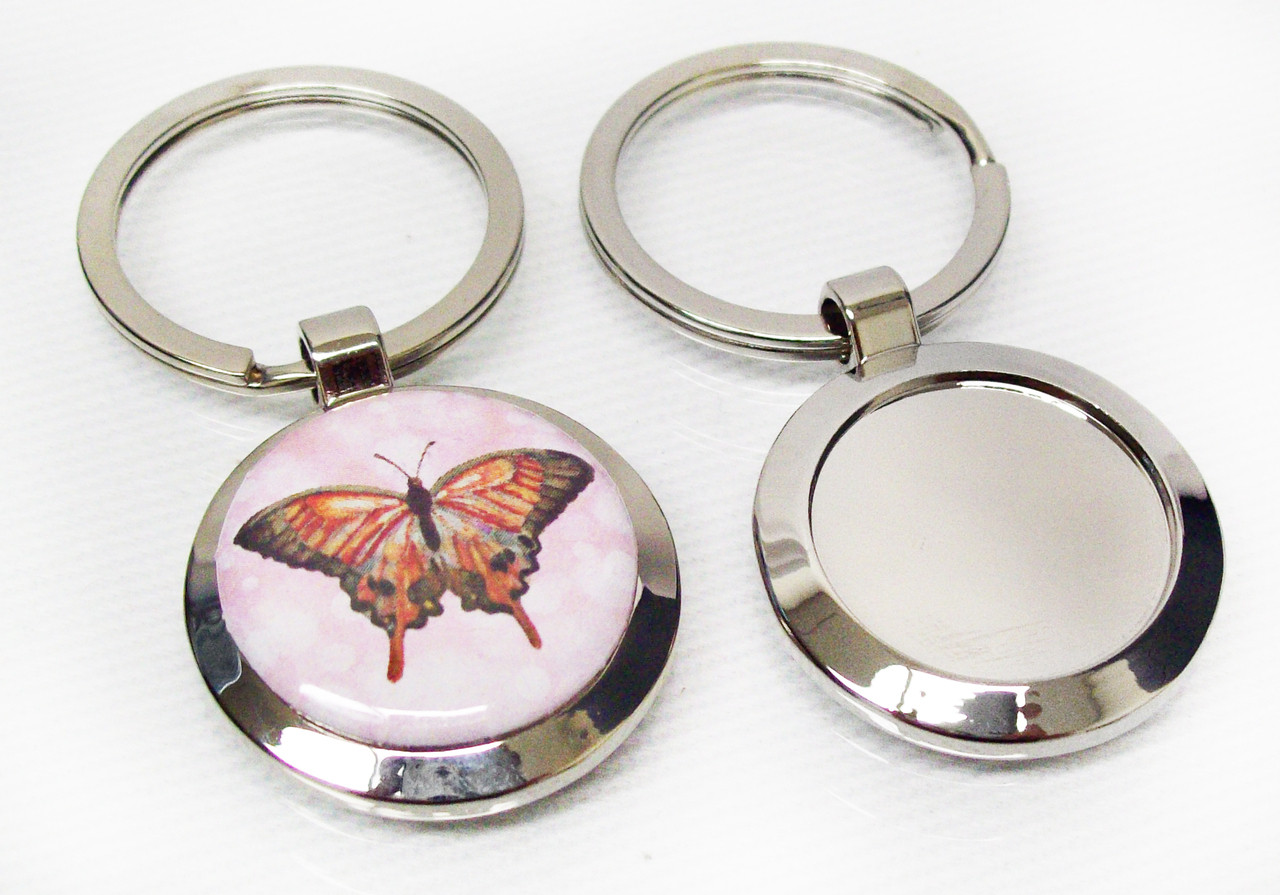 Key Fob Key Chains for use with 1" Metal Flat Back Buttons 5 pcs ...