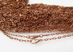 100 Antique Copper Rolo Chain Necklaces 24" - Button Boy