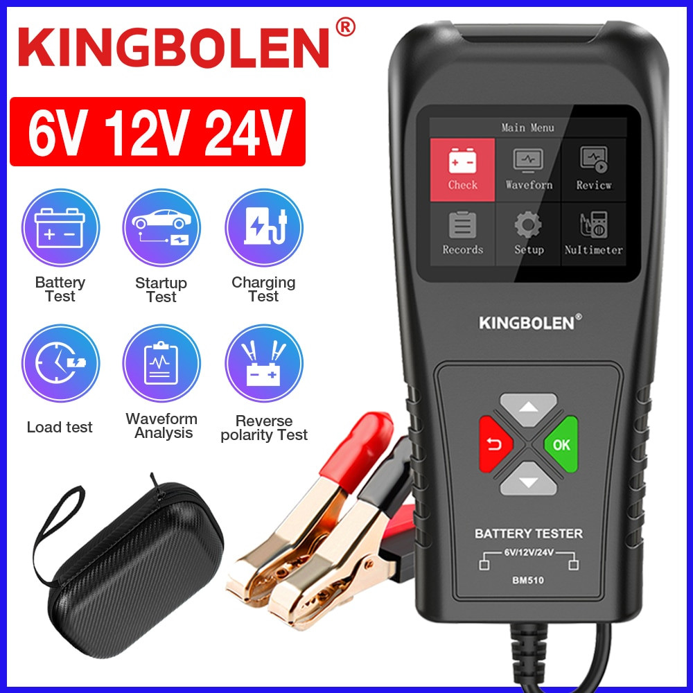 Car Battery Tester 6V 12V 24V Multimeter Cranking Charging Ripple Load ...