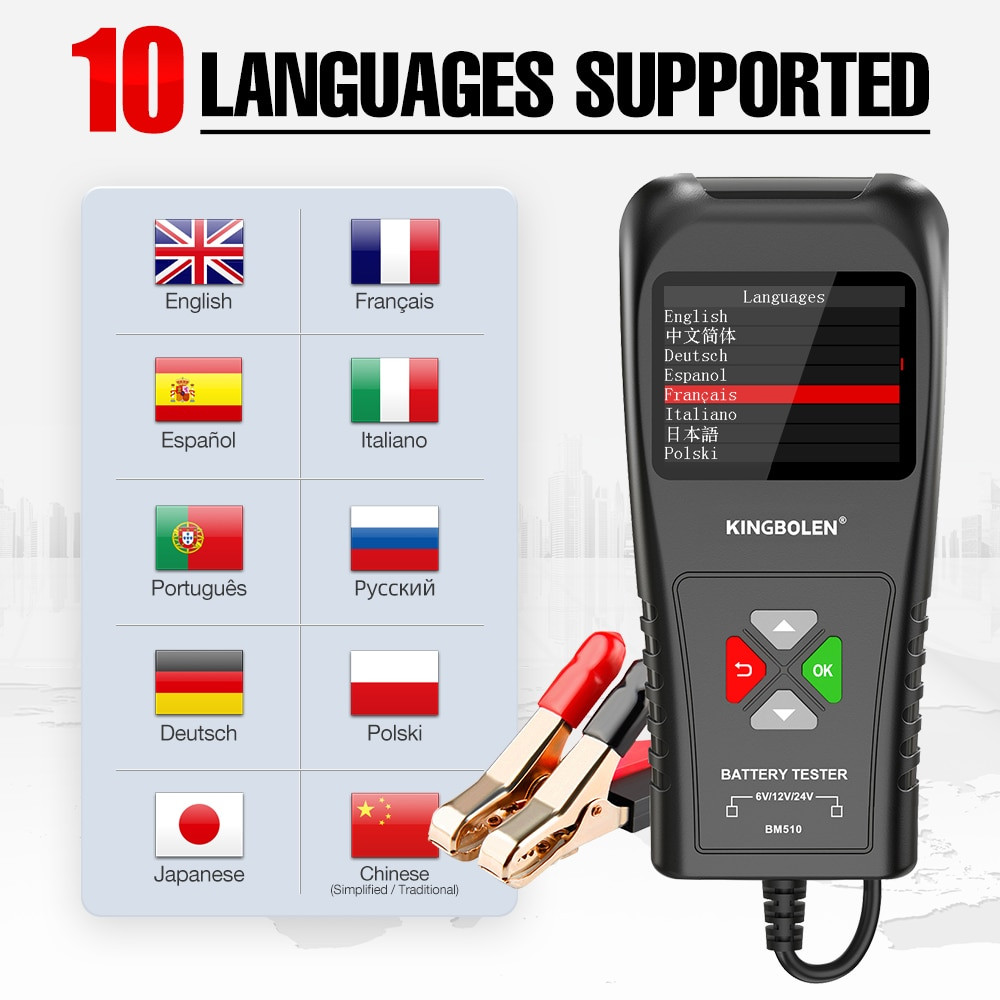 Car Battery Tester 6V 12V 24V Multimeter Cranking Charging Ripple Load ...