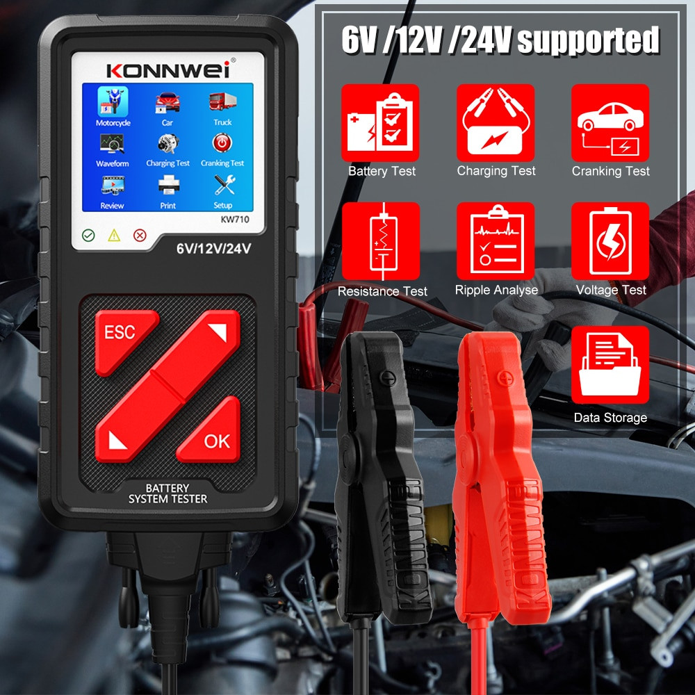 Car Truck Battery Tester KW 710 Battery Analyser 6V 12V 24V Car ...