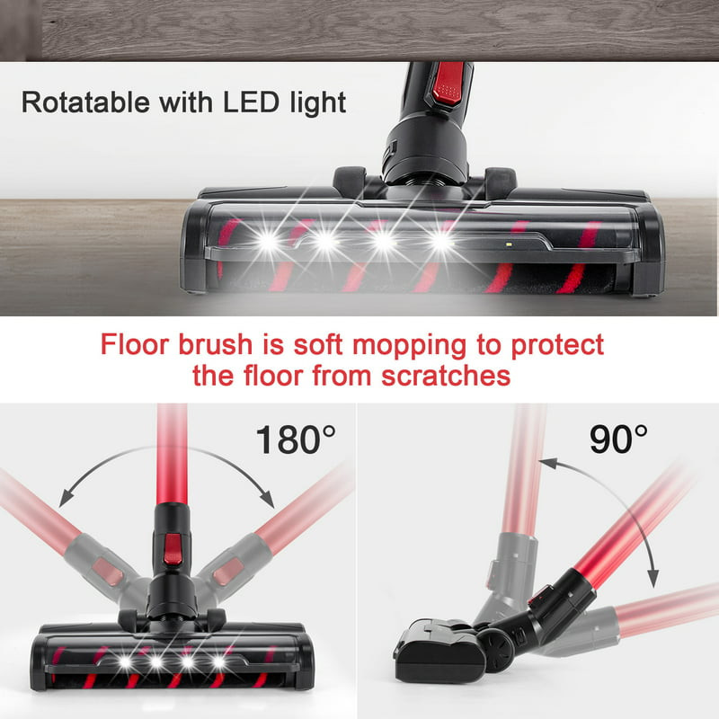 Cordless Vacuum Powerful Stick Vacuum Cleaner with Soft Roller ...