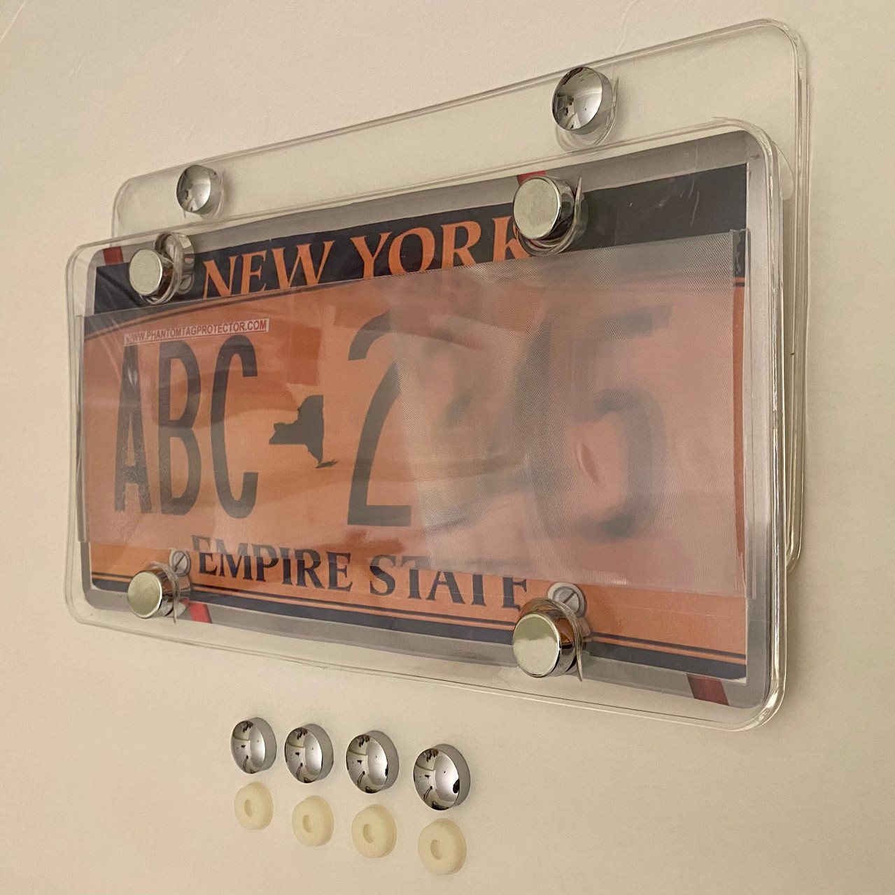 2 x Phantom Tag Protector 1st Gen. Anti Photo Clear License Plate Cover ...