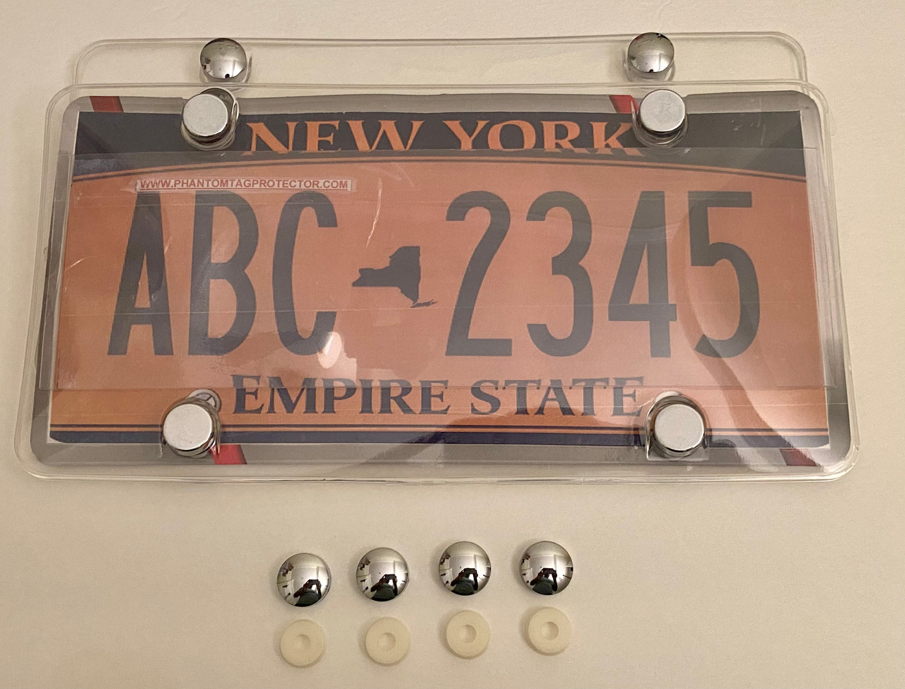 2 x Phantom Tag Protector 1st Gen. Anti Photo Clear License Plate Cover ...
