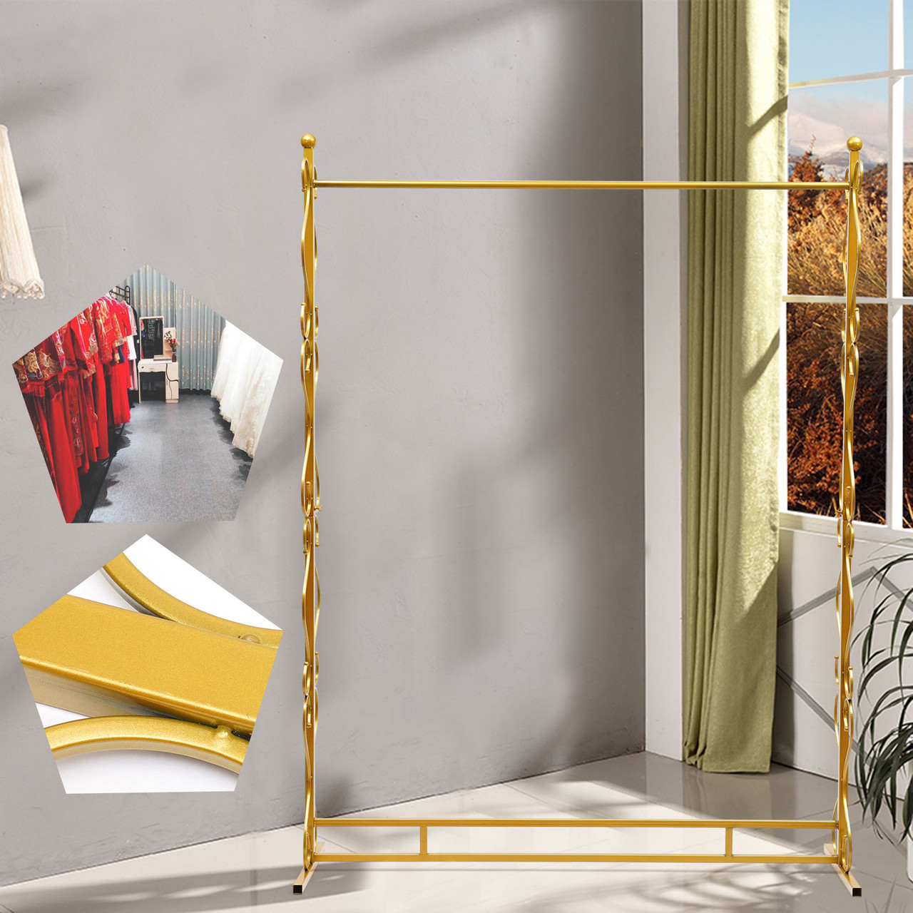 Heavy Duty Wedding Dress Display Rack Market Garment Rack Golden Metal ...