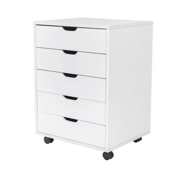 5-Drawer Wood Filing Cabinet, Mobile Storage Cabinet for Closet ...